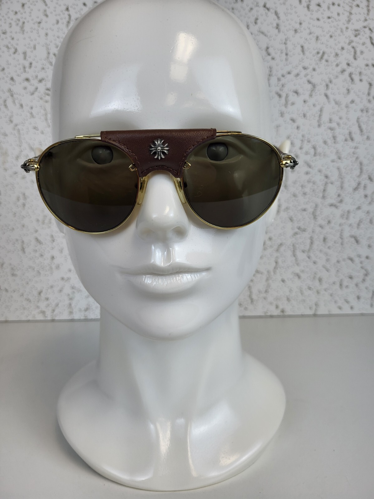 CHROME HEARTS Bubba Brown Leather Vintage Sunglasses - Gem