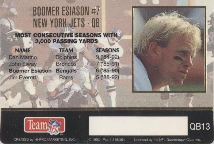 1993 Action Packed Boomer Esiason #QB13 for sale | eBay