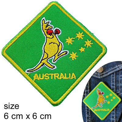 Boxing Kangaroo Iron on patch Australia Aussie Australian flag iron-on ...