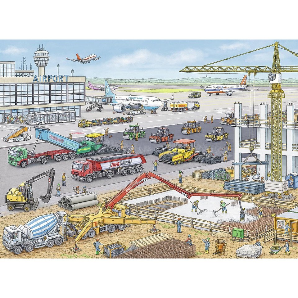 100pc Ravensburger Kids Jigsaw Puzzle 49x36cm Airport Construction Site ...