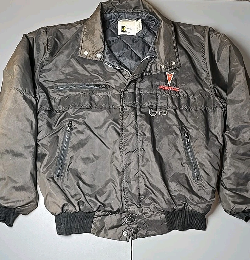 Vintage Pontiac Logo Bomber Jacket 90s Racing Black Large Y2K | eBay