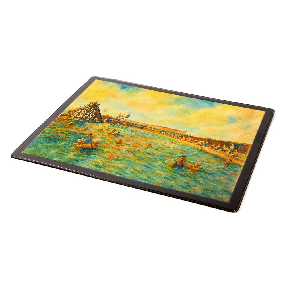 MOUSE MAT - Fun & Frolic, Parkgate Swimming Bath - Vintage Art Style ...