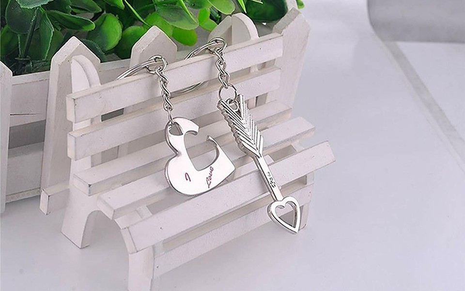 Romantic Couple Keychain Set – Heart Keyrings, Valentine’s Day Gift ...