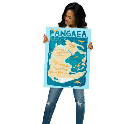 Pangaea Poster, pangea map, jurrasic, triassic, gondwana, laurasia | eBay