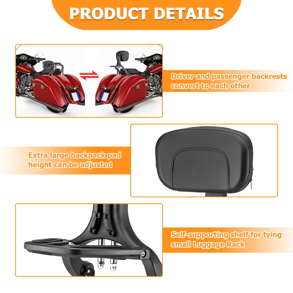 Multi-Purpose Driver Backrest For Indian Chieftain Challenger ...