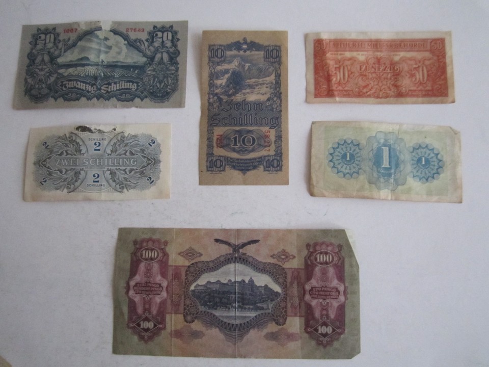 1940'S AUSTRIAN NOTES, 1930 BUDAPEST NOTE, VTG GERMAN & RUSSIAN NOTES ...