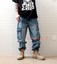 Mens Blue Denim Pockets Loose Fit Jeans Straight Lef Hip Hop Punk Pants ...