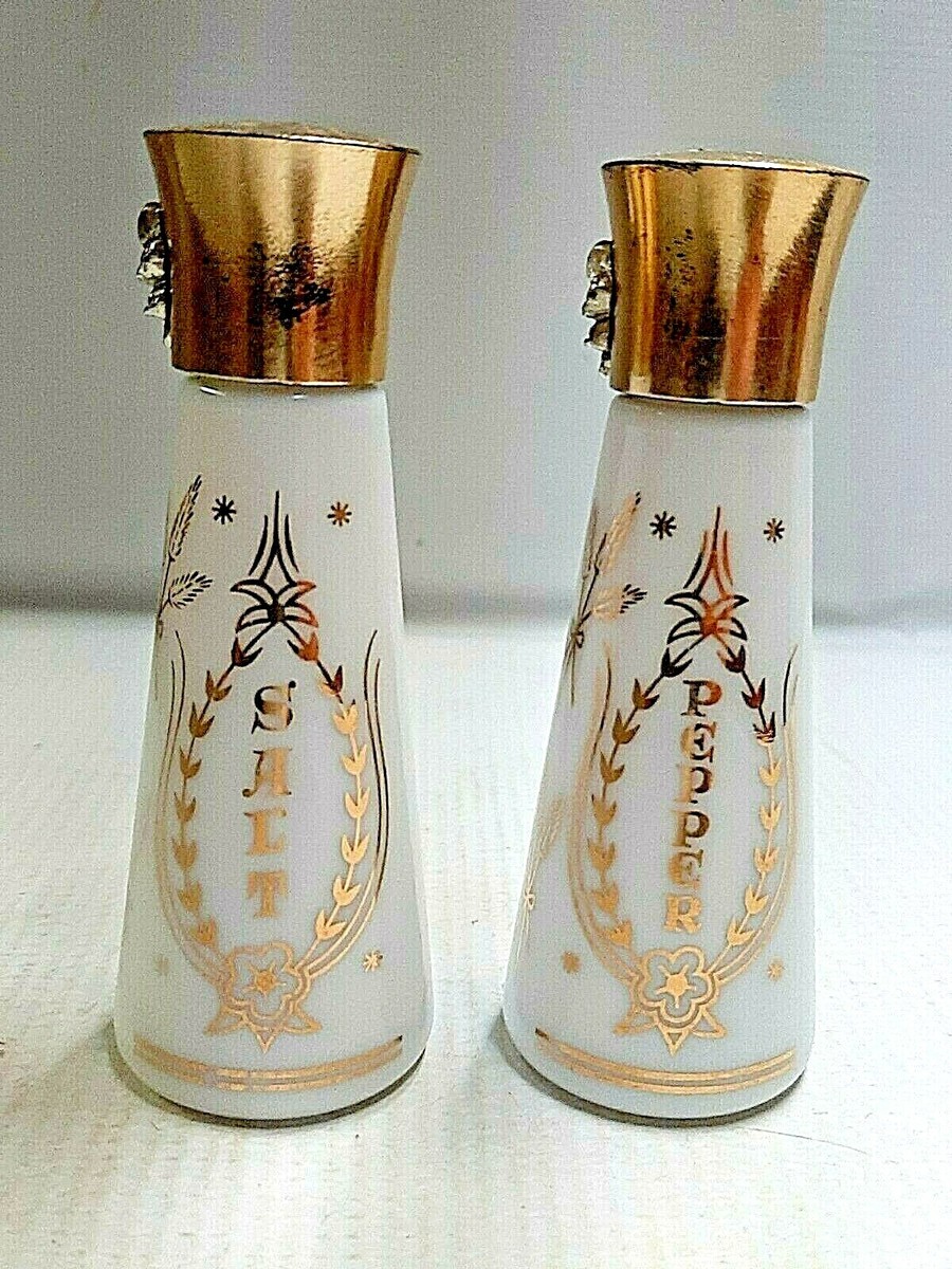 Religious Salt Pepper Shakers Vintage Gold Praying Hands Holy Bible