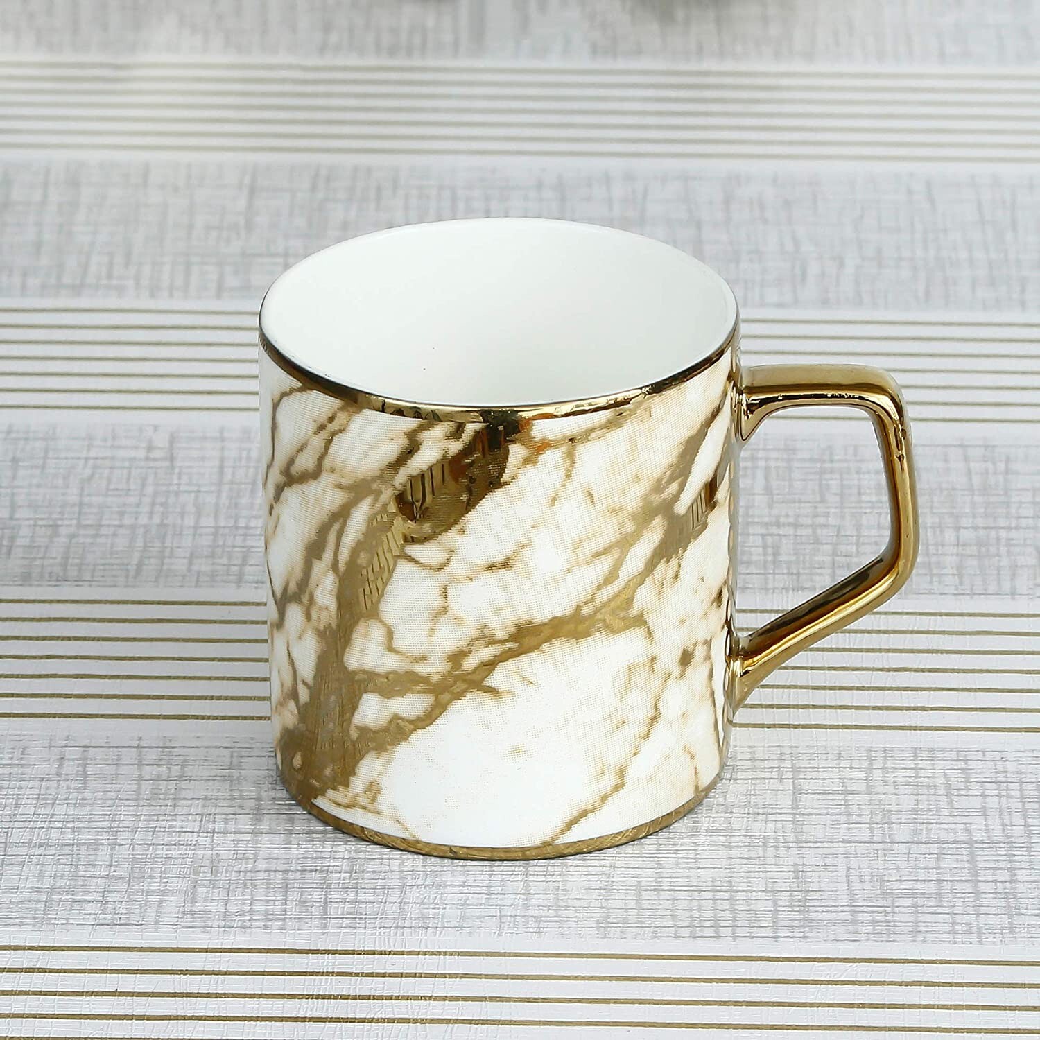 Set of 6 Ceramic Fine Bone China Golden Line Tea Cup Coffee Cup 190 ml ...