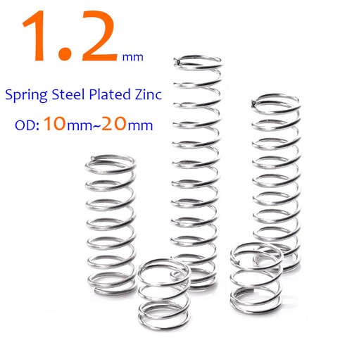 Compression Spring Wire Dia 1.2mm Pressure Spring Steel Plated Zinc L ...