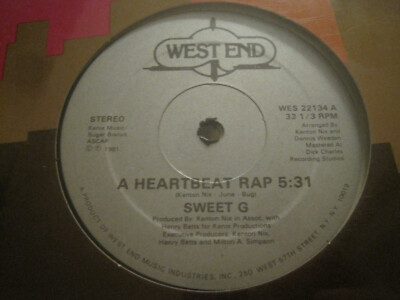 SWEET G - A HEARTBEAT RAP 12" ORIG '81 WEST END WES 22134 KENTON NIX ...