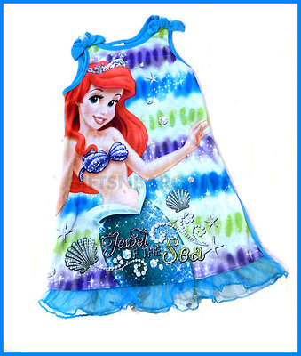 Disney Princess Ariel The Little Mermaid Nightie Sleep Dress Girls S:4 ...