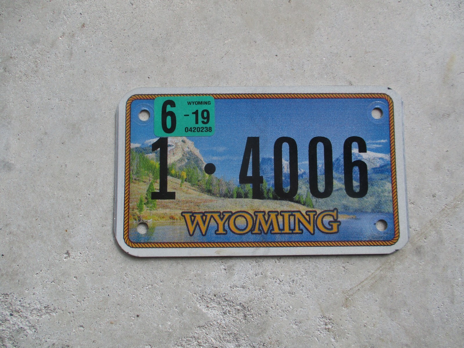 Wyoming motorcycle license plate # 1 - 4006 | eBay