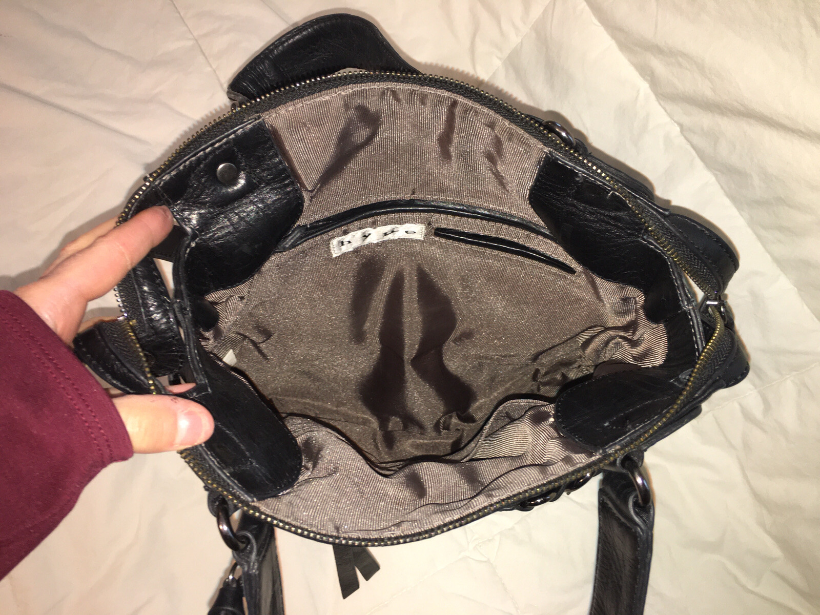 HALOGEN Black Leather Convertible Satchel Crossbody Purse Bag-MINT | eBay