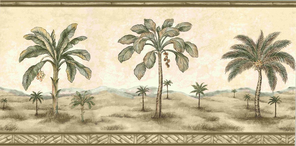 PALM TREES WALLPAPER BORDER - 80B64180 | eBay