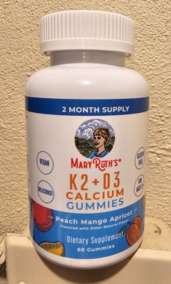 Mary Ruth's K2 + D3 Calcium Gummies Peach, Mango & Apricot 60 Gummies ...