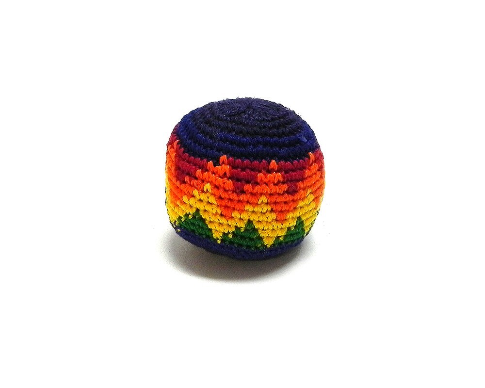 Rainbow Crochet Zig Zag Geometric Pattern Hacky Ball Footbag Kick Sack ...