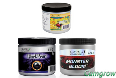Grotek Organic Powder Feeds - Black Pearl , Monster Bloom & Carbo-Max ...