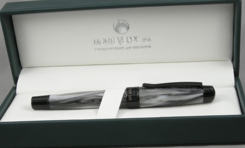 Monteverde Prima Grey Swirl & Black Trim Fountain Pen - New In Box ...
