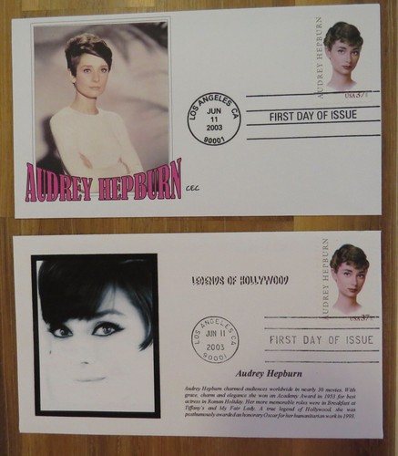 Lot of 2 Audrey Hepburn Legend 37 Cent First Day of Issue Stamp ...