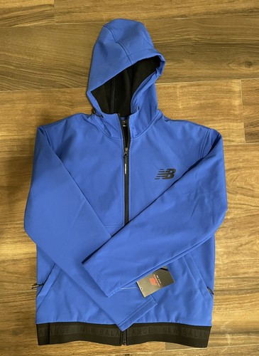 New Balance Blue Soft Shell Zip Front Signature Hooded Jacket Men's NWT ...