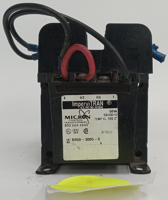 IMPERVITRAN MICRON CONTROL TRANSFORMER 50VA 50/60HZ B050-3005-5 | eBay