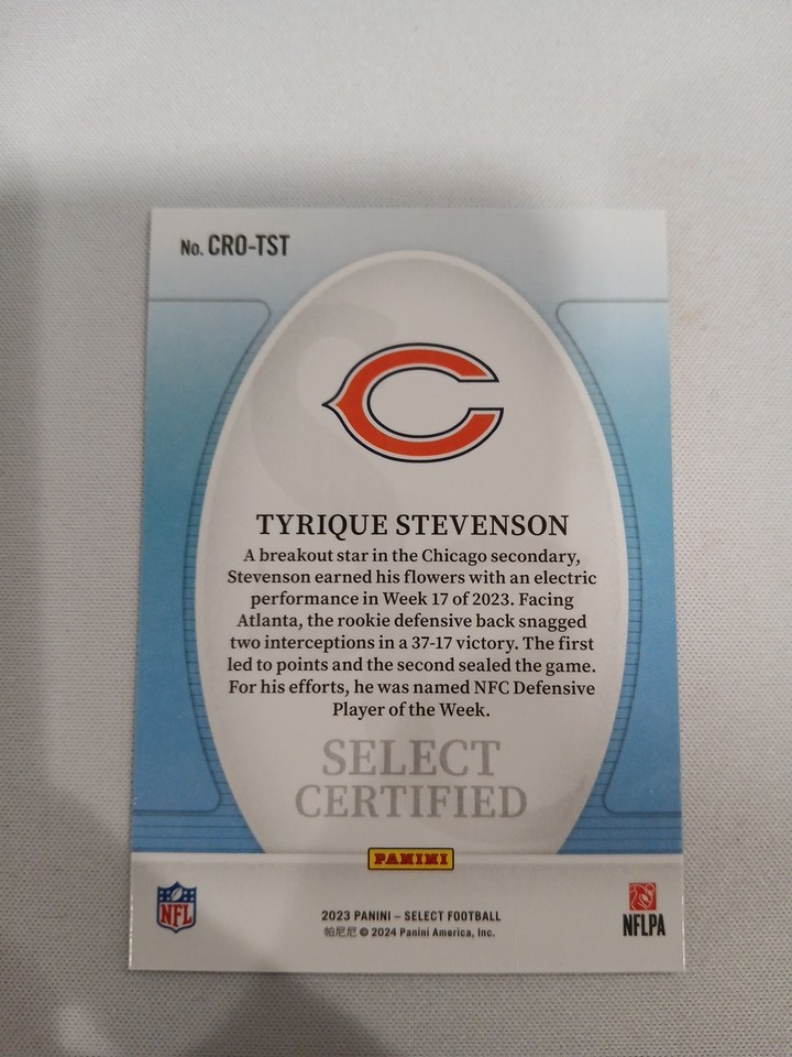 2023 Panini Select - Select Certified Rookies Tyrique Stevenson #CRO ...