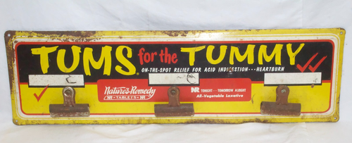 Vintage Metal Tums for the Tummy Advertising Product Display Holder #LR ...