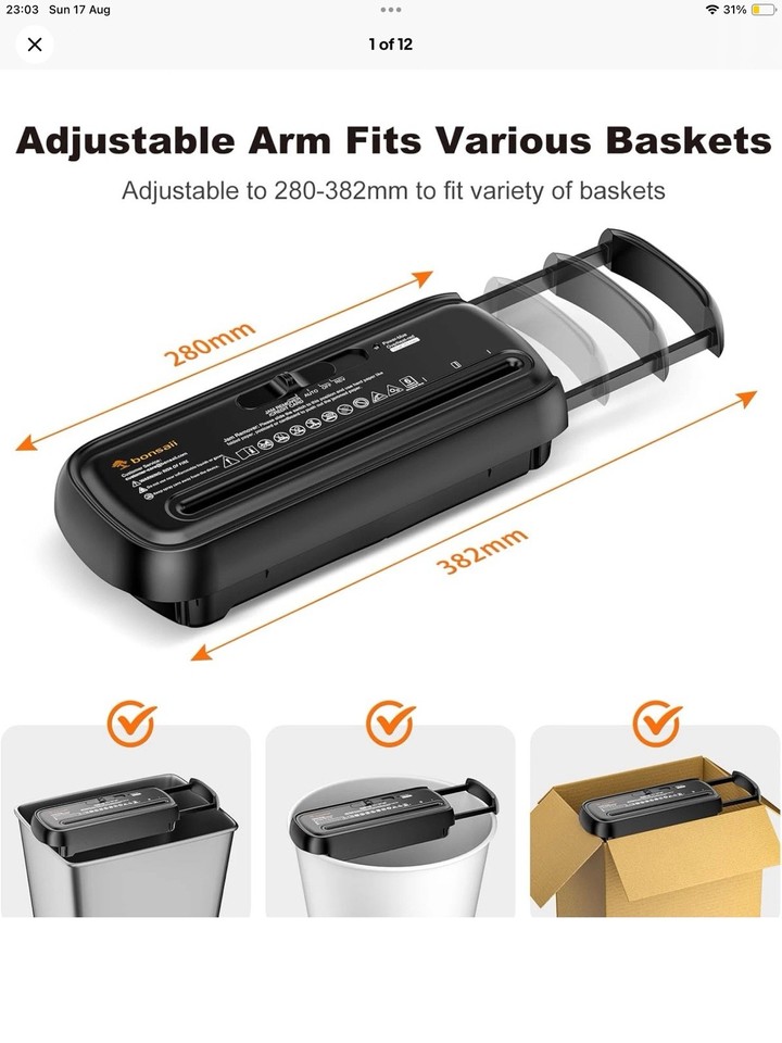 Bonsaii 6-Sheet Strip-Cut Paper Shredder, Small Paper Shredder for Home ...