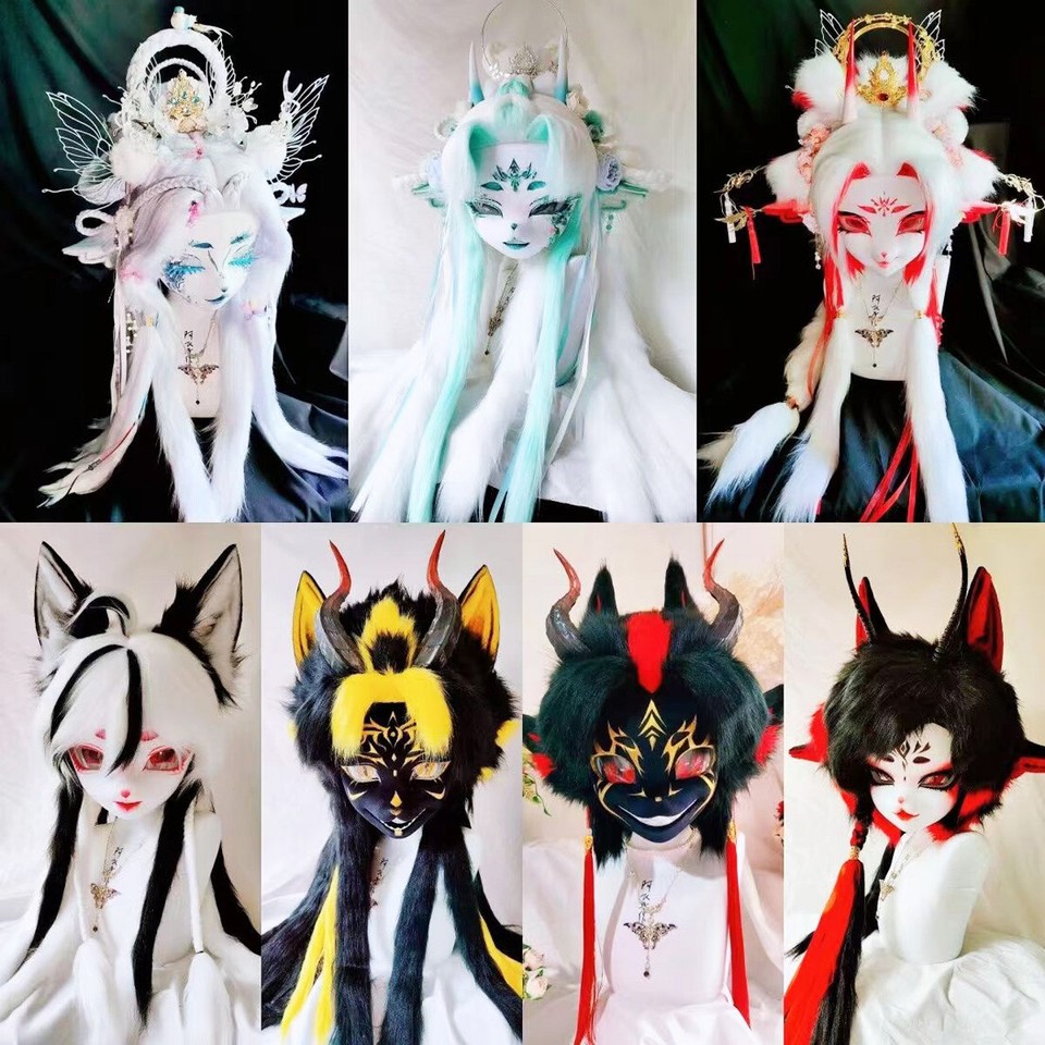 Fursuit Devil Husky Fox Mascot (Head) Halloween Party Fur Cosplay 156 ...