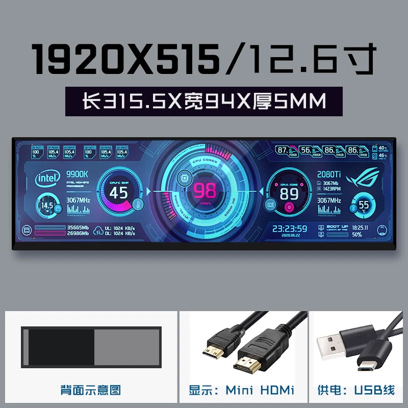 1920x480 AIDA64 Display Monitor PC Hardware Temperature, 42% OFF