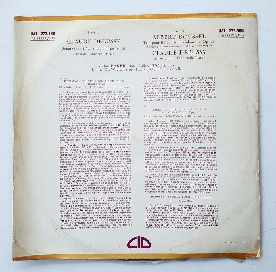 RARE French Claude Debussy & Albert Roussel LP - CID Label - Lillian ...