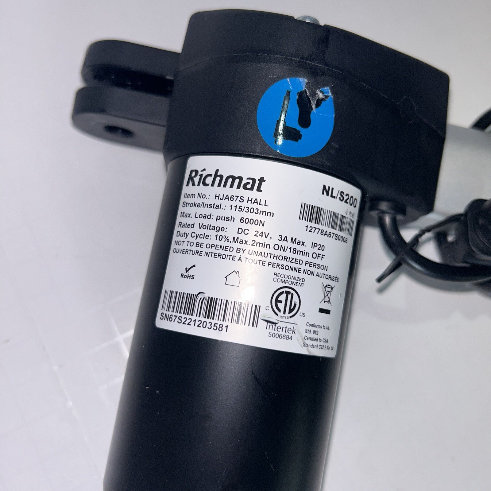 Leggett and Platt Richmat NU 102 HJA67S Adjustable Bed Motor Actuator ...