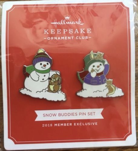 2018 Hallmark KOC Keepsake Snow Buddies Set of Two Painted Enamel Pins ...