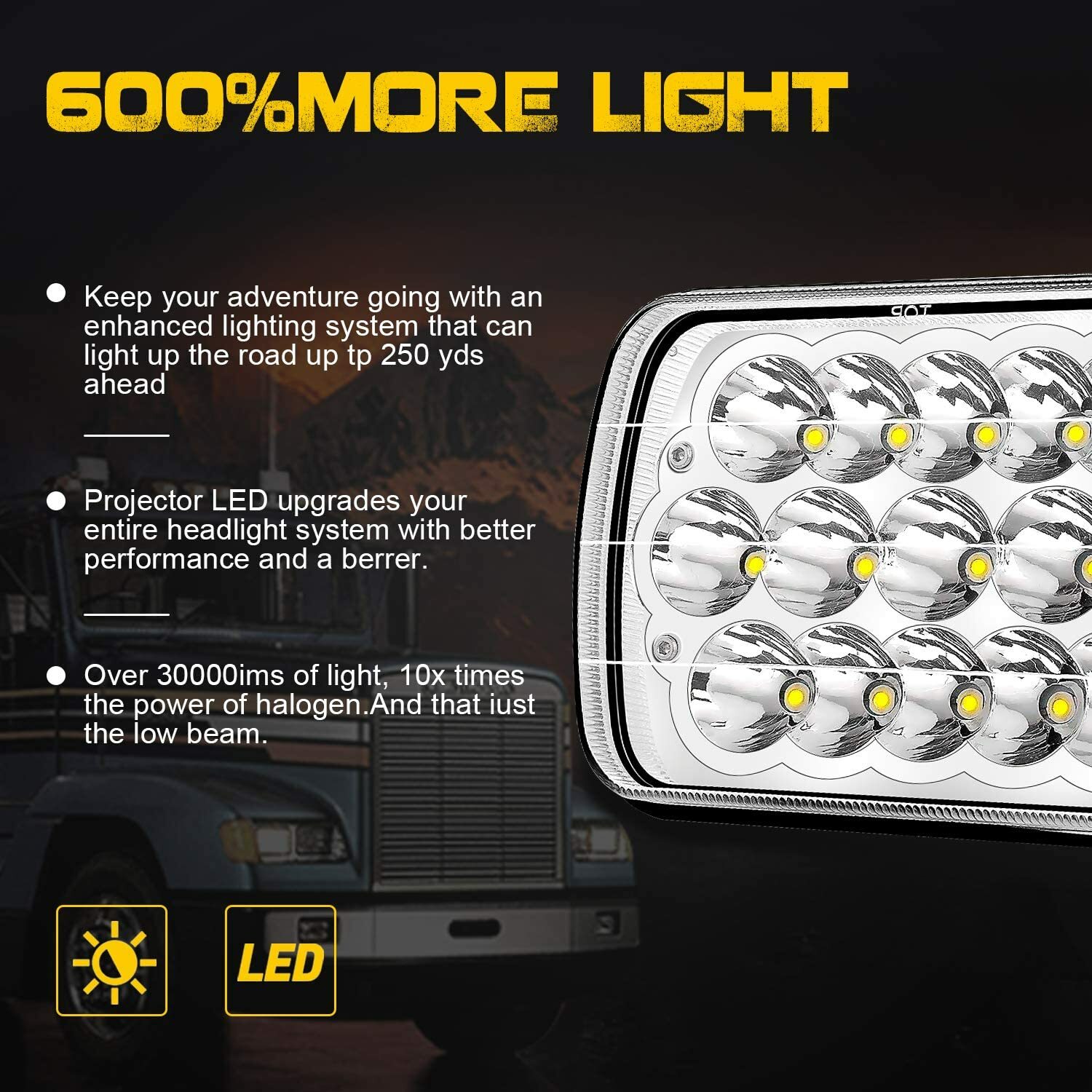 For Ford Super Duty Truck F550 F600 F650 F700 F750 7X6 5x7" LED ...