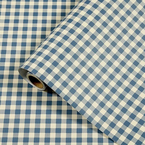 Self Adhesive Vinyl Decorative Blue Plaid Shelf Liner Contact Paper 17. ...