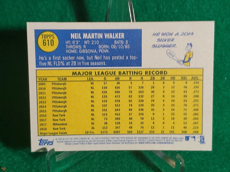 2019 Topps Heritage High Number #610 Neil Walker Marlins | eBay
