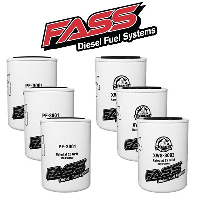 FASS (3) Fuel Filters & (3) Water Separators For Titanium/Signature ...