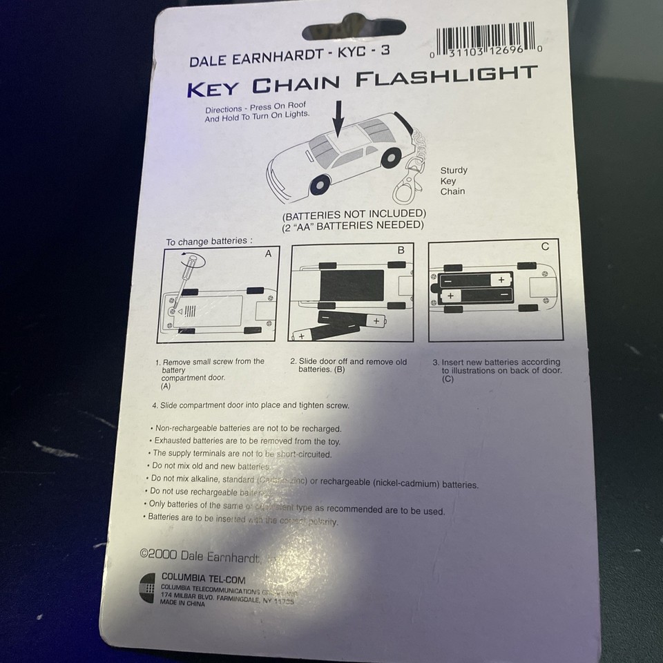 Dale Earnhardt NASCAR #3 Flashlight Key Chain 1:32 2000 Monte Carlo ...