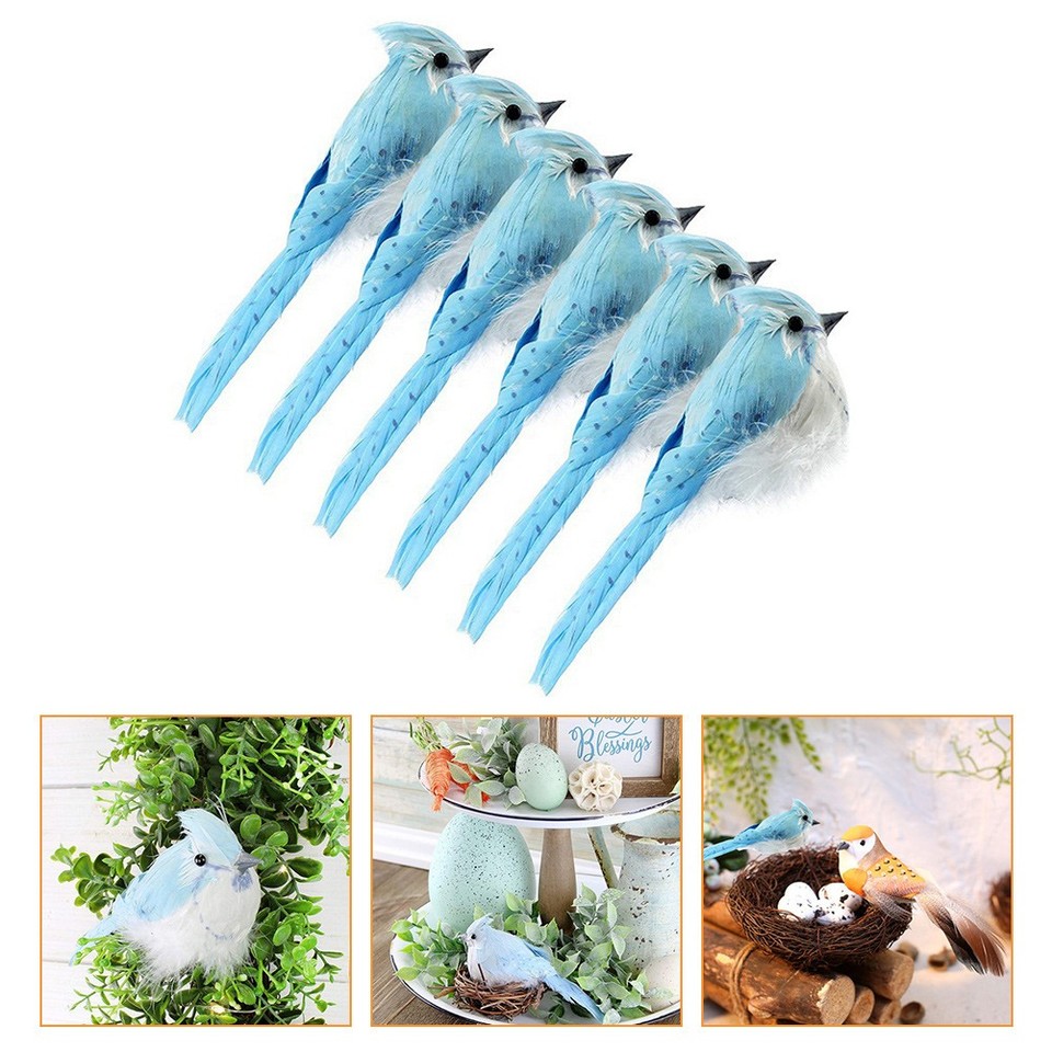6 Pcs Decorative Realistic Birds Garden Decorations Bird Sculptures ...
