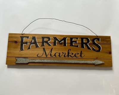Lightly Used Wooden Farmers Market Hanging Sign | eBay