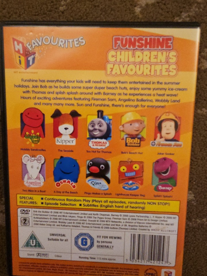 FUNSHINE CHILDREN'S FAVOURITES DVD KIPPER THOMAS PINGU RUBBA DUBBERS ...