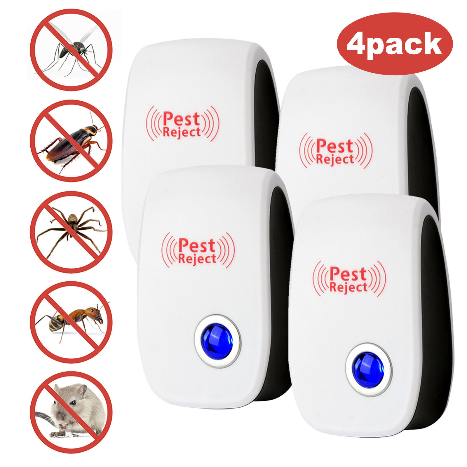 1-6pc Ultrasonic Pest Repeller Control Electronic Repellent Mice Bug ...