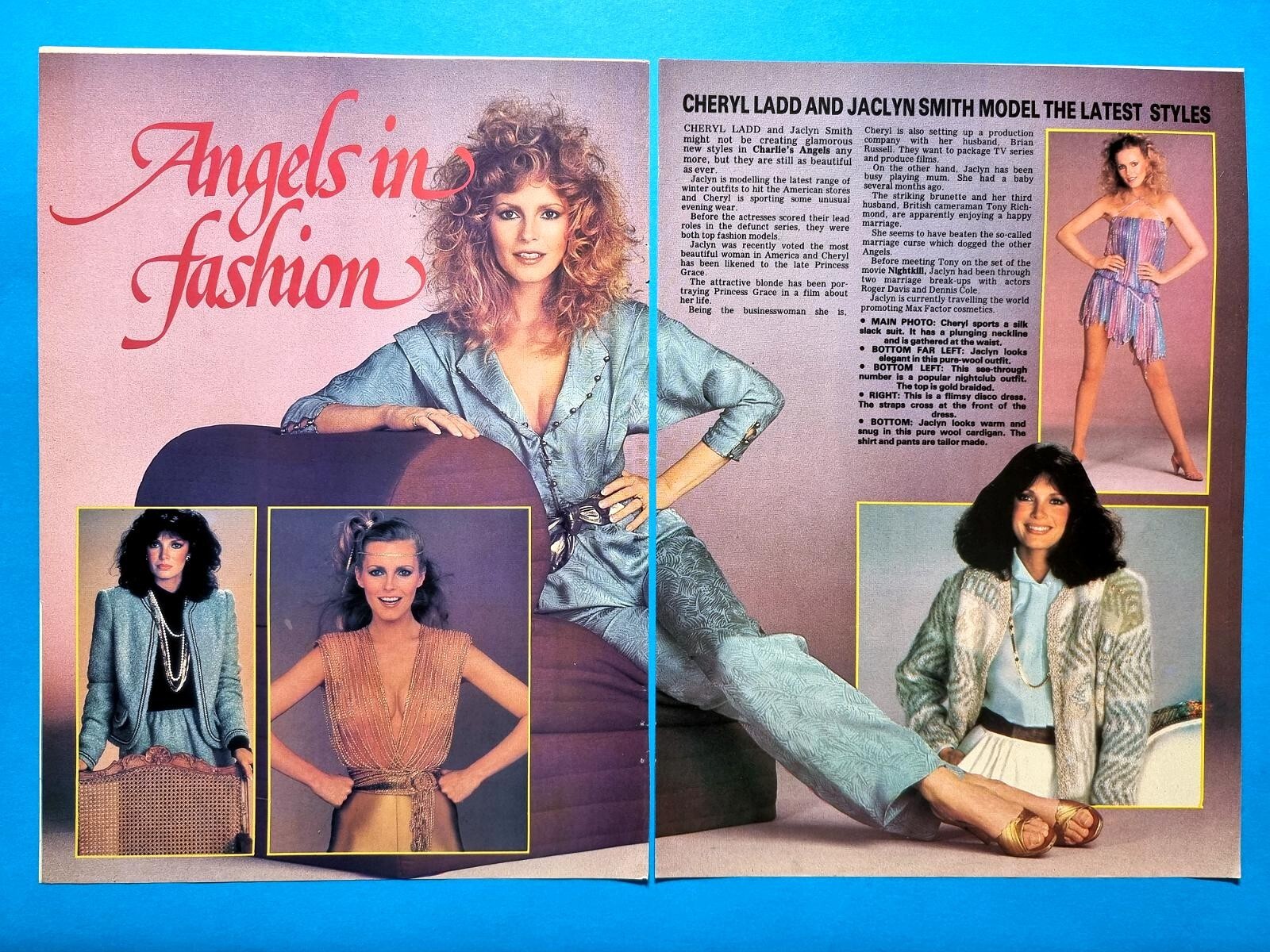 CHERYL LADD -JACLYN SMITH 2 Page Magazine Clipping 1980s Long Legs ...
