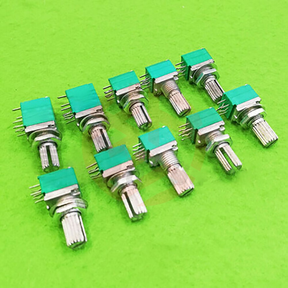 RK097G Dual Potentiometers 15mm Shaft Horizontal 5K 20K 50K 100K Value ...