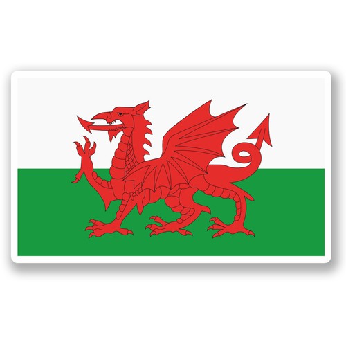 2 x 10cm Wales Welsh Flag Vinyl Sticker iPad Laptop Car Travel Luggage ...
