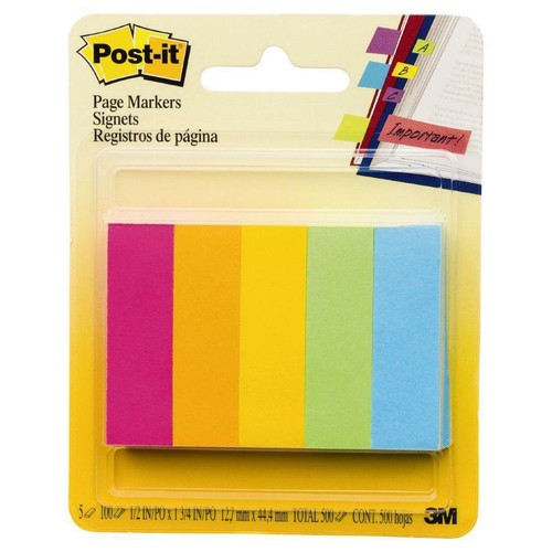 Post-it 3M Page Markers 12 x 44mm 500 Sheets 5 Colors 670-5AN | eBay ...