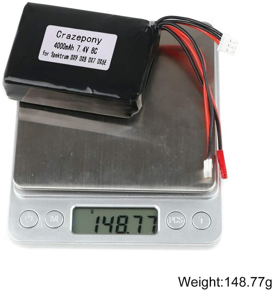 For Spektrum DX9 DX8 DX7 DX6E Lipo Battery 2S1P 4000mAh JST JR Plug ...