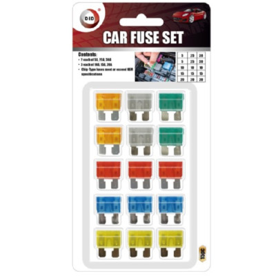 15pc Car Fuse Set Assorted 5 10 15 20 25 30A OEM Chip Type Fuses Set ...