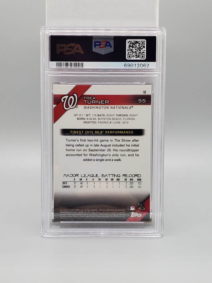 2016 Topps Finest Trea Turner Rookie RC PSA 9 MINT #18 | eBay